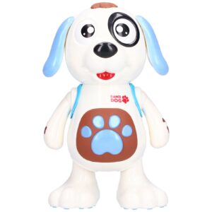 musical light up dancing robot dog stuffed animal realistic singing dog toy carry schoolbag interactive puppy toy for kids gift(blue)