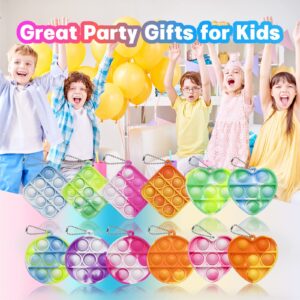 Fidget Toys for Kids Sensory Toys Party Favors 12 Pcs Mini Pop Keychain Its Autism Toddler Toys 3 Shape Stress Relief Kids Toys Fidgets for Boys Girls Pop Stress Toys It Classroom Prizes