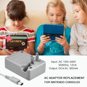 Toxaoii 3DS Charger, 3DS XL Power AC Adapter Compatible with Nintendo 3DS, 3DS XL, 2DS, 2DS XL, DSi, DSi XL, Home Travel Charger Wall Plug Power Adapter (100-240v)