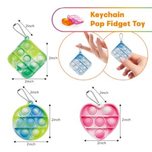 Fidget Toys for Kids Sensory Toys Party Favors 12 Pcs Mini Pop Keychain Its Autism Toddler Toys 3 Shape Stress Relief Kids Toys Fidgets for Boys Girls Pop Stress Toys It Classroom Prizes