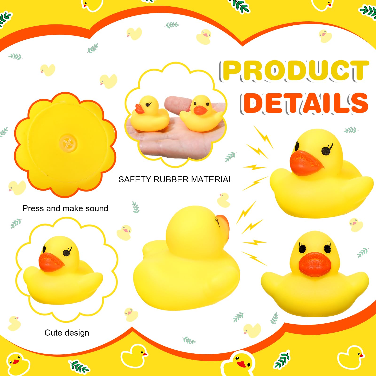 900 Pcs Mini Rubber Ducks in Bulk Bath Toy Squeak Tiny Ducks for Kids Bathtub Shower Birthday Favors Party Decoration Gift, 1.57 x 1.57 x 1.18 Inches