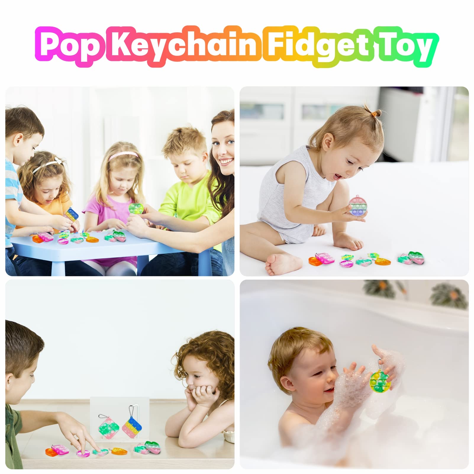 Fidget Toys for Kids Sensory Toys Party Favors 12 Pcs Mini Pop Keychain Its Autism Toddler Toys 3 Shape Stress Relief Kids Toys Fidgets for Boys Girls Pop Stress Toys It Classroom Prizes