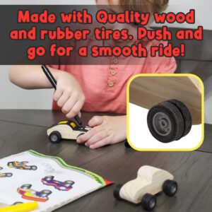 Attatoy DIY Craft Wood Car Kit (5-Pack); Unfinished Mini Wooden Race Car Craft Project for Kids