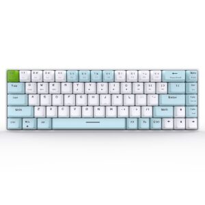 merdia dual mode 2.4g/bt wireless mechanical keyboard red switch gaming keyboard 68 keys white & blue | office keyboard | pc gaming keyboards | bluetooth keyboard | mechanical gaming keyboard