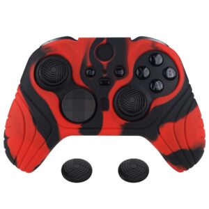 playvital samurai edition anti slip silicone case cover for xbox elite wireless controller series 2, ergonomic soft rubber skin protector for xbox elite series 2 with thumb grip caps - red & black