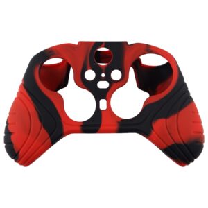 PlayVital Samurai Edition Anti Slip Silicone Case Cover for Xbox Elite Wireless Controller Series 2, Ergonomic Soft Rubber Skin Protector for Xbox Elite Series 2 with Thumb Grip Caps - Red & Black