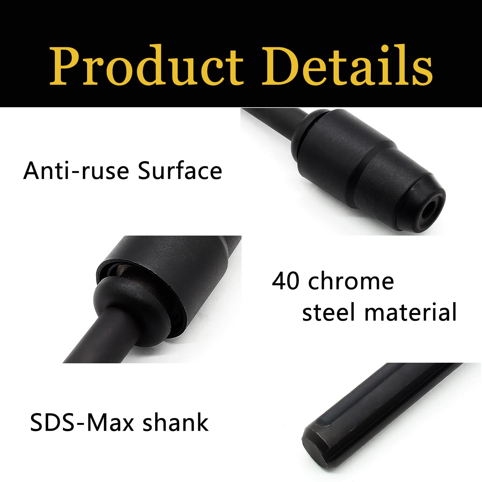 Kyuionty SDS Max to SDS Plus Adapter, 40Cr Steel SDS-max to SDS-Plus Drill Converter Shank Quick Tools for Demolition Hammers, Rotary Hammers (Black)