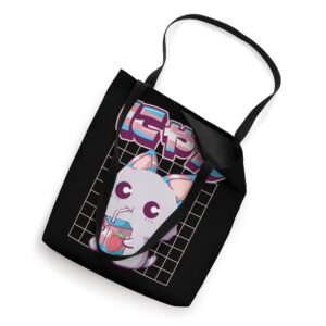 Transgender Pride Kawaii Cat Strawberry Milk Trans Flag Tote Bag