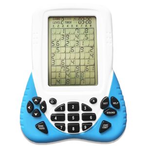 tebiyou sudoku electronic brain games console for kids aldults elderly with two million 9×9's puzzles from easy to hard 3.5 inches eye protection screen (blue)