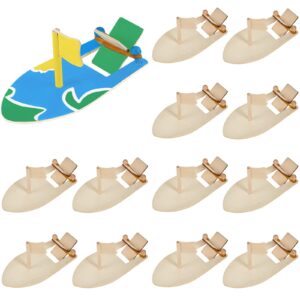 deekin 48 packs diy wood sailboat craft wooden boat toy rubber band paddle model boat kits to build and paint for diy craft gift birthday carnival party, 5.51 x 2.76 inch