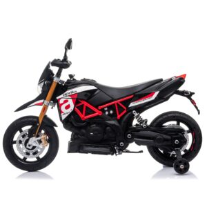 NBTiger 12V Kids Ride On Motorcycle, Electric Vehicle Toy Baterry Powered Sport Motorbike with Training Wheels, Spring Suspension, LED Lights, USB and Music, Gift for Kids 3-8 Yrs, Red