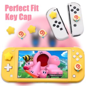 NANANINO Cute Silicone Joycon Thumb Grip Caps,Joystick Cover Compatible with Nintendo Switch,OLED,Switch Lite – Kirby/Ghost