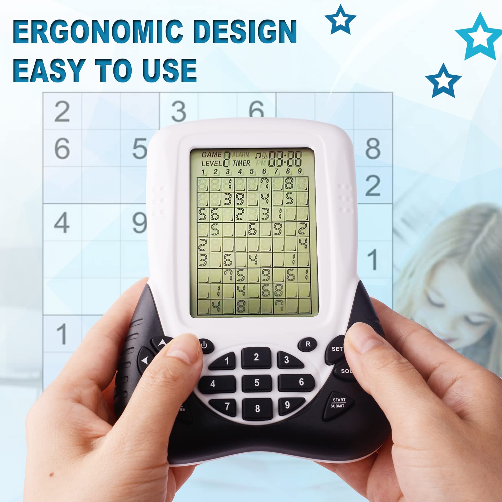 TEBIYOU Sudoku Electronic Brain Games Console for Kids Aldults Elderly with Two Million 9×9's Puzzles from Easy to Hard 3.5 Inches Eye Protection Screen (Black)