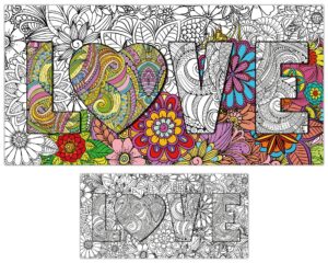 giant mandala coloring posters 50" x 25" jumbo love mandala coloring posters for kids teens adults large mandala coloring tablecloth huge art craft activity for home classroom party supplies favor