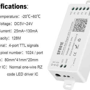 TOPXCDZ SP801E WiFi Art-Net Magic LED Controller LED Matrix Panel Module WS2812B WS2811 Light Strip Wireless Control iOS Android DC5-24V