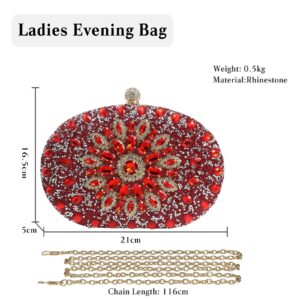 CORIOS Women Evening Bag Rhinestone Clutch Purse Sparkly Sequin Handbag Bridal Wedding Purse Crystal Clutch Bag Glitter Shoulder Bag Crossbody Bag for Wedding Banquet Cocktail Prom Party Red