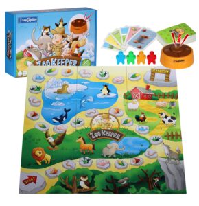 playroute zoo keeper game | animal games with realistic animal sounds | 4 level board & card games | educational learning activity for kids ages 5-12 years and up