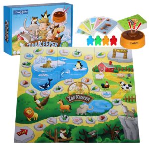 PlayRoute Zoo Keeper Game | Animal Games with Realistic Animal Sounds | 4 Level Board & Card Games | Educational Learning Activity for Kids Ages 5-12 Years and Up