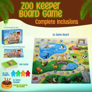 PlayRoute Zoo Keeper Game | Animal Games with Realistic Animal Sounds | 4 Level Board & Card Games | Educational Learning Activity for Kids Ages 5-12 Years and Up