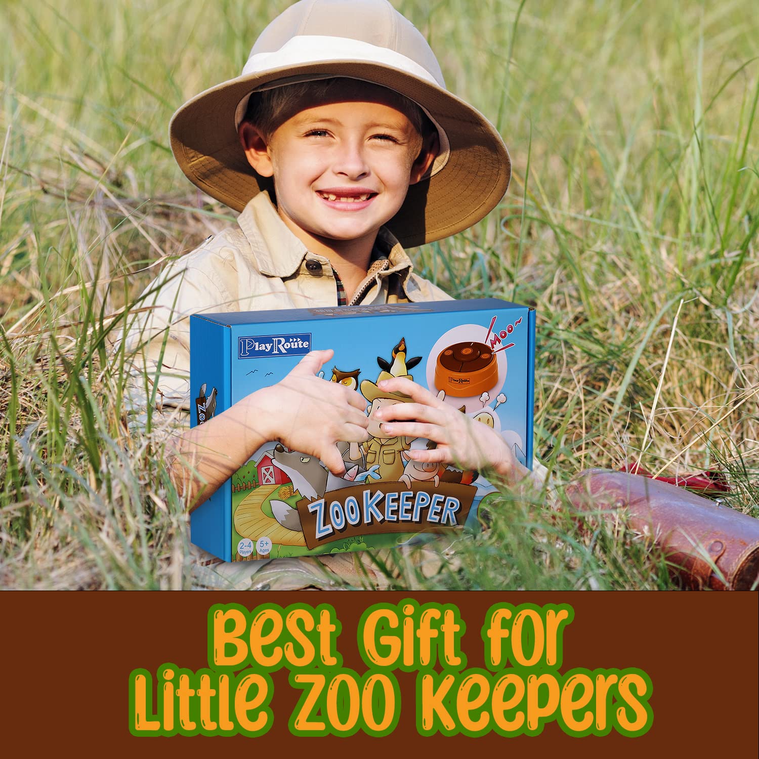 PlayRoute Zoo Keeper Game | Animal Games with Realistic Animal Sounds | 4 Level Board & Card Games | Educational Learning Activity for Kids Ages 5-12 Years and Up