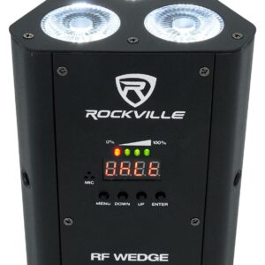 5 Rockville RF Wedge Black RGBWA+UV Battery Wireless DMX DJ Up Lights+RF Remotes