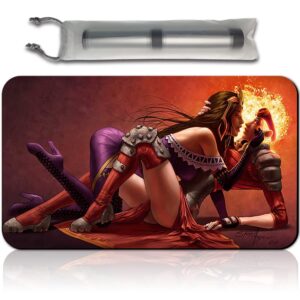 yuanyuanhang -liliana vess and chandra board game tcg playmat 23.6x13.8 inches compatible for tcg ccg mtg playmat free bag