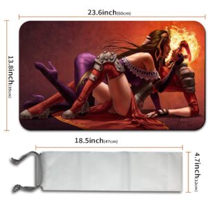 YUANYUANHANG -Liliana vess and Chandra Board Game TCG Playmat 23.6x13.8 inches Compatible for TCG CCG MTG Playmat Free Bag