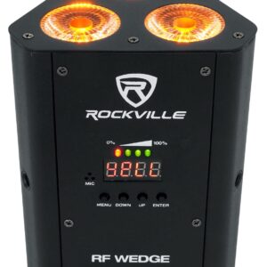 5 Rockville RF Wedge Black RGBWA+UV Battery Wireless DMX DJ Up Lights+RF Remotes