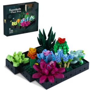 bourvill succulent bonsai building kit, create your own botanical oasis, diy home decoration succulent flower botanical building set, gifts for adults