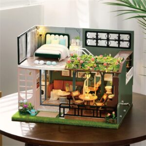 Flever Dollhouse Miniature DIY House Kit Creative Room with Furniture for Romantic Artwork Gift (Half of The Garden)