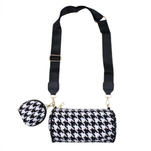 women fashion houndstooth printed crossbody shoulder bag lady small clutch handbag with mini wallet coin purse