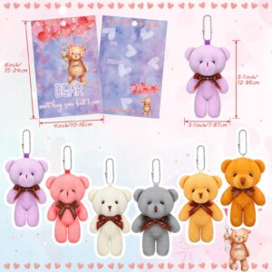 Crtiin 36 Pack Valentine's Day Gifts Cards for Kids with Mini Bears Animal Plush Toys Stuffed Keychain Bulk Valentines Classroom Exchange Card School Game Prizes Valentines Party Favors