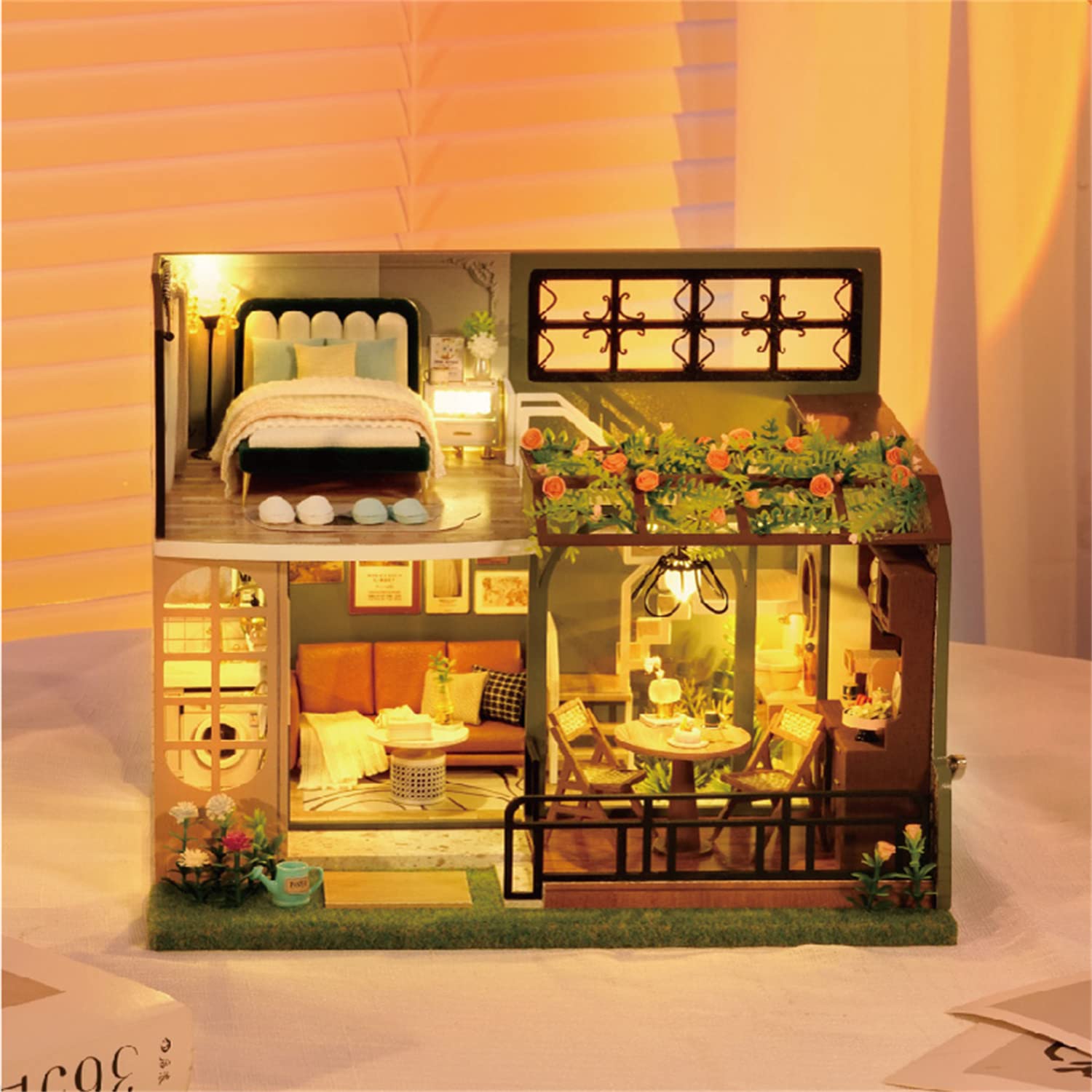 Flever Dollhouse Miniature DIY House Kit Creative Room with Furniture for Romantic Artwork Gift (Half of The Garden)