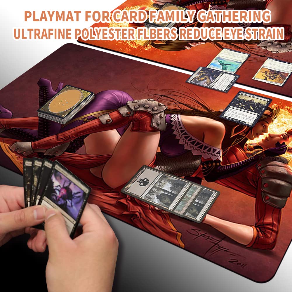 YUANYUANHANG -Liliana vess and Chandra Board Game TCG Playmat 23.6x13.8 inches Compatible for TCG CCG MTG Playmat Free Bag