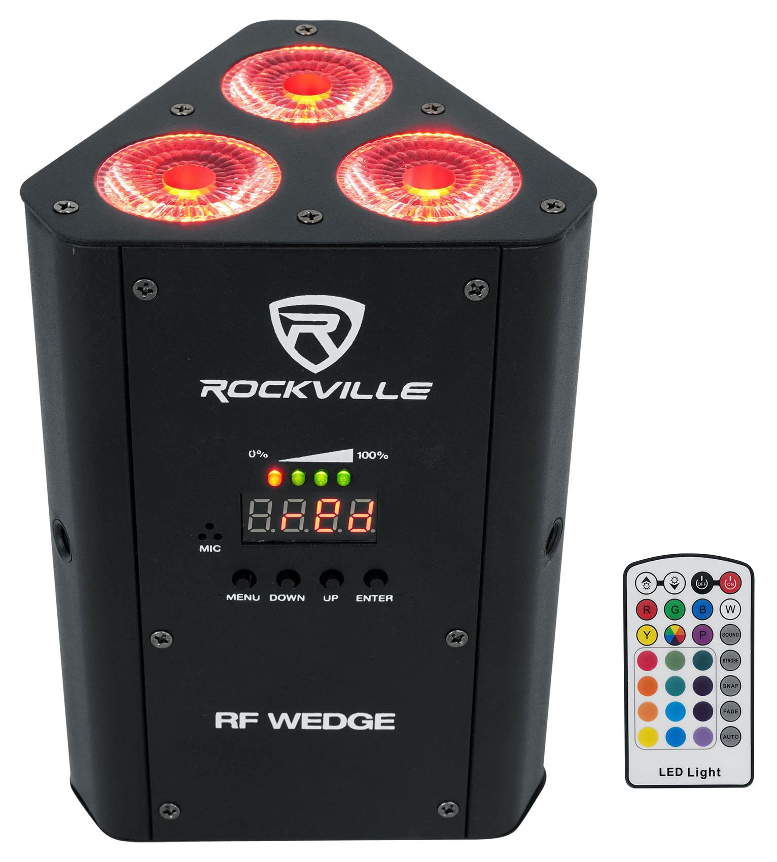 5 Rockville RF Wedge Black RGBWA+UV Battery Wireless DMX DJ Up Lights+RF Remotes