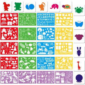 stencils for kids, 32 pcs plastic drawing stencils kits animals shape stencils for kids boys grils crafts school art projects