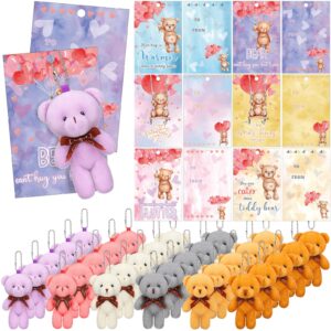 crtiin 36 pack valentine's day gifts cards for kids with mini bears animal plush toys stuffed keychain bulk valentines classroom exchange card school game prizes valentines party favors