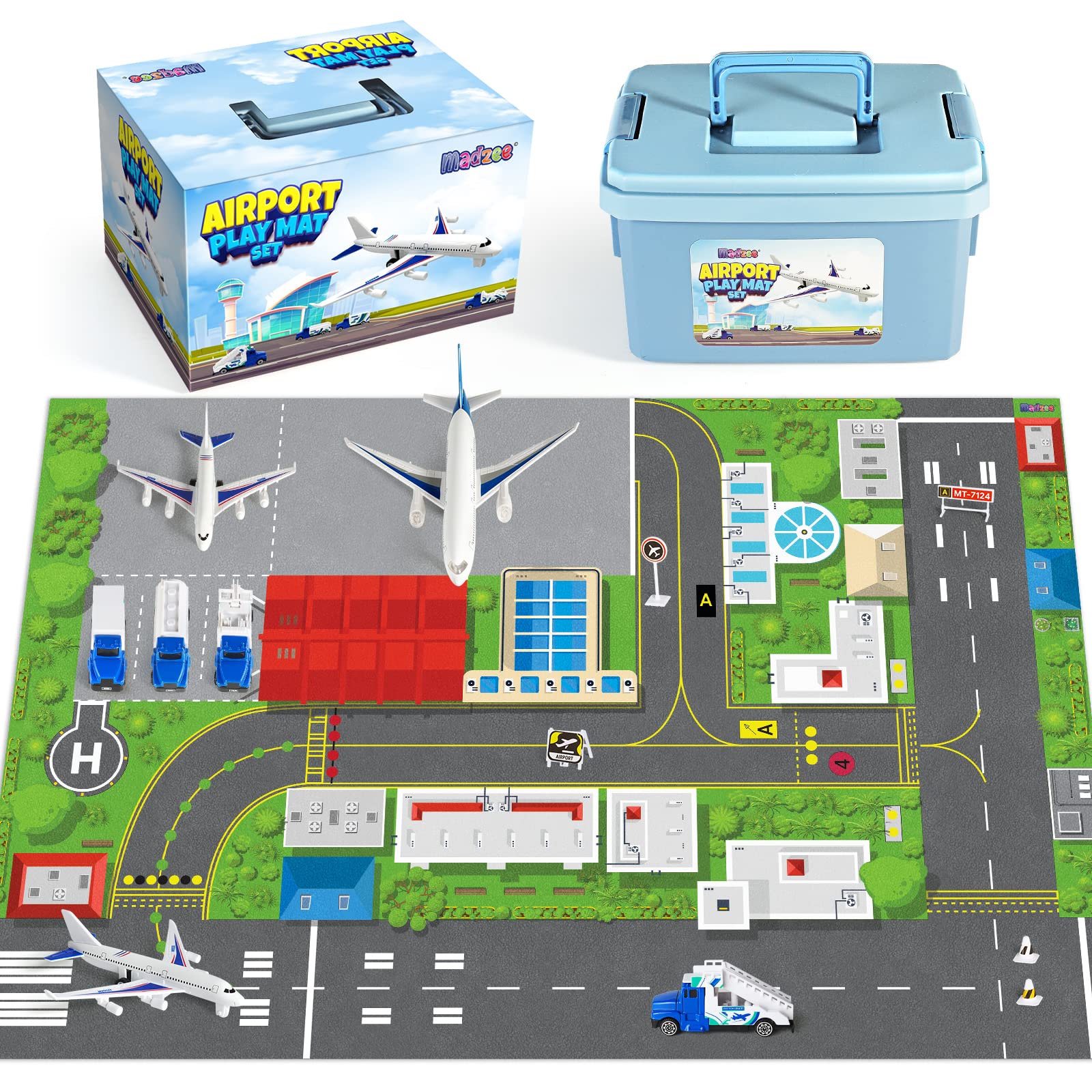 Airplane Toy Set with Planes, Trucks & Playmat - Interactive Learning Toys for Toddlers, Great Gift