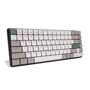 azio cascade slim mechanical keyboard, 75% layout, low profile backlit rgb, hotswap switches and keycaps, wired usb-c or bluetooth wireless connection (gateron brown switches) (forest light)