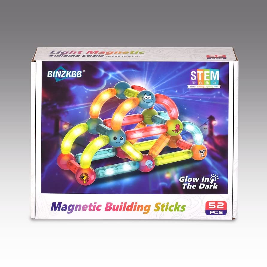 Magnetic Building Blocks,Large 3D Clear Magnets STEM Educational Construction Toys,Sensory Montessori Preschool Magnetic Building Sticks Blocks Kit for Kids Ages 3 4 5 6 Year Old Boys Girls Toddlers