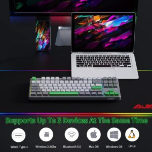 NACODEX AK873 TKL Hot Swappable Mechanical Keyboard with MDA Profile PBT Keycaps | Custom Lubed Linear Switch | Magnetic Removable Cover BT5.0/2.4GHZ/Wired Programmable RGB Keyboard