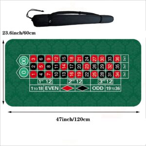 Alabohuke Roulette Mat, 47" X 23.6" Portable Poker Table Top, Casino Style Poker Mat, with Carry Bag for Casino, Party, Home Entertainment