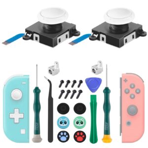 joycon joystick replacement, switch joysticks left/right analog thumb sticks for nintendo switch joycon/switch lite/switch oled, joycon repair kit with thumbstick caps & drift fix tools