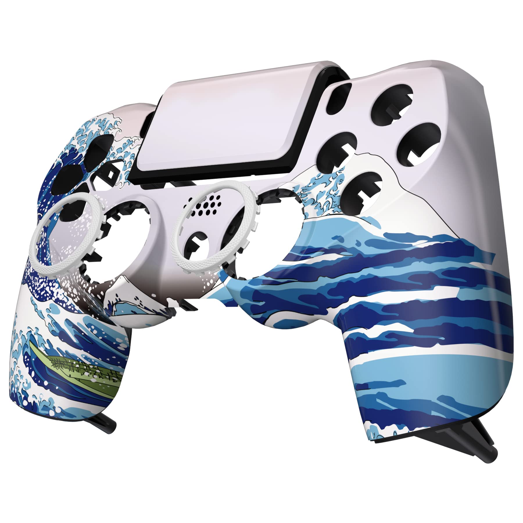 eXtremeRate The Great Wave Ghost Replacement Faceplate Touchpad Cover, Redesigned Housing Shell Case Touch Pad Compatible with PS4 Slim Pro Controller JDM-040/050/055 - Controller NOT Included