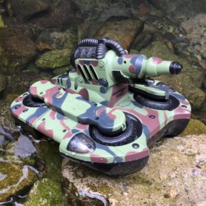 Beach Toys 360° Rotating RC Car 2.4G Remote Control Amphibious Waterproof Military Tanks and Ships RC Water Jet Deformation Fighting Vehicles Outdoor All Terrain RC Cars for Children