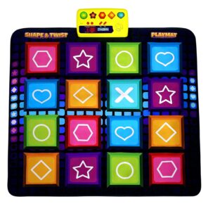 playroute shape & twist dance mat | 3 fun educational shape games mat for kids ages 4-8 | electronic gift toy for girls & boys ages 4 5 6 7 8 years old | brain & memory stem toy for kids