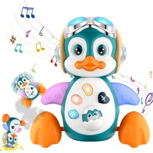 us-viviv baby musical toys penguin 6-18 months 2 year old and up boys girls crawling toys early learning interactive educational preschool development kid birthday gifts toy christmas brown