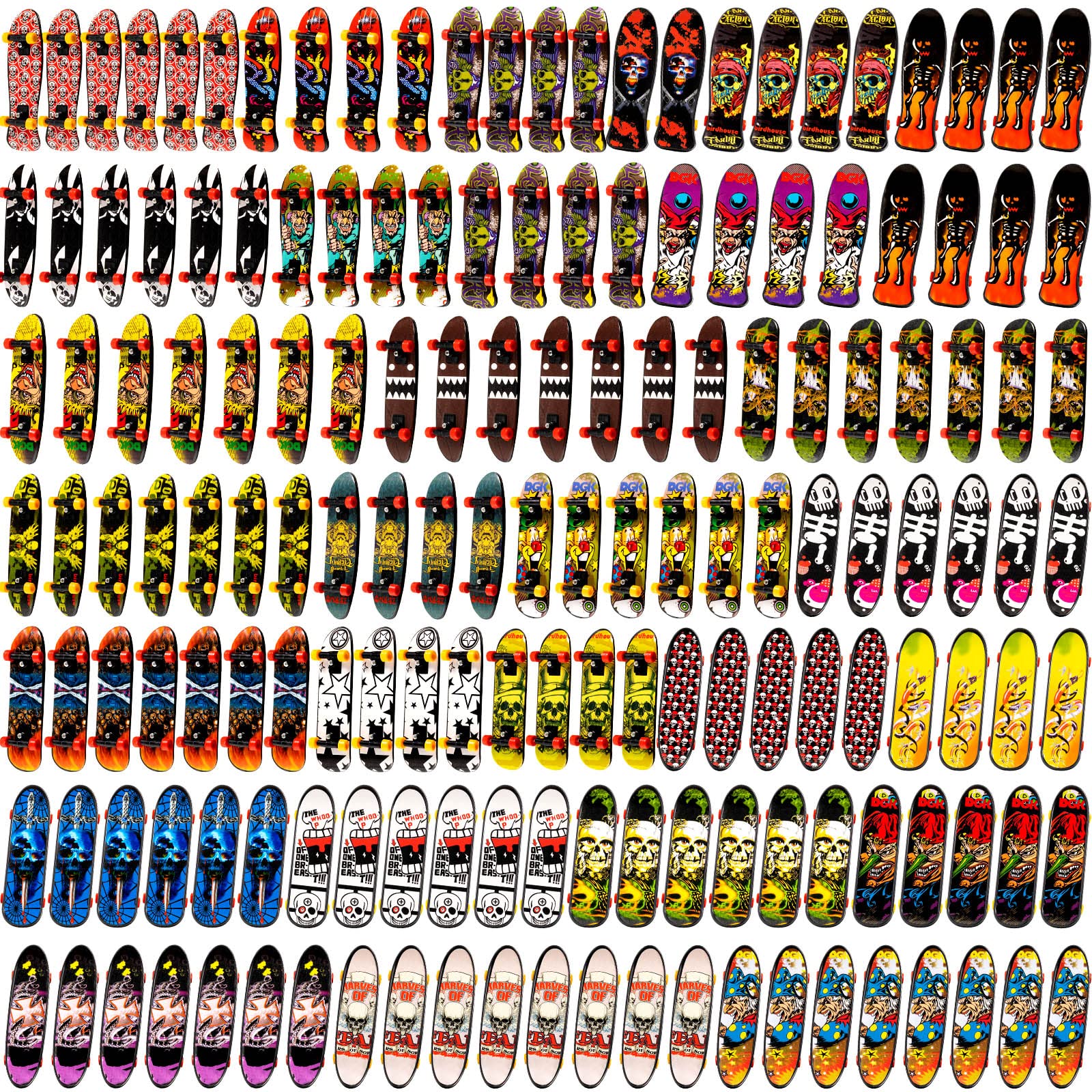 160 Pieces Fingerboard Finger Mini Skateboard Party Favors Toy Finger Boards Set with Double Sided Pattern Finger Toys Birthday Gift for Teens and Adults, Random Pattern