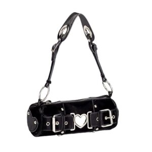 gesalop y2k purse love vintage shoulder bag women's handbag aesthetic small purse gothic purse grunge accessories (black)