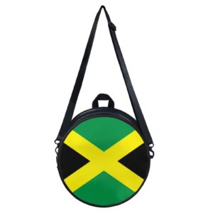 veniyate jamaica flag pattern shoulder handbags round crossbody bag for women lightweight zipper closure & removable shoulder straps cross body purse